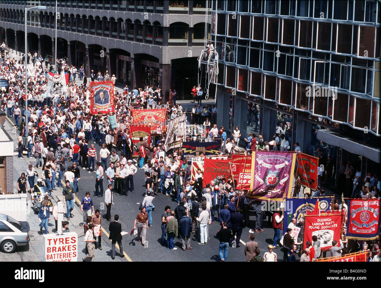 Striking miners march through London June 1984 Stock Photo - Alamy