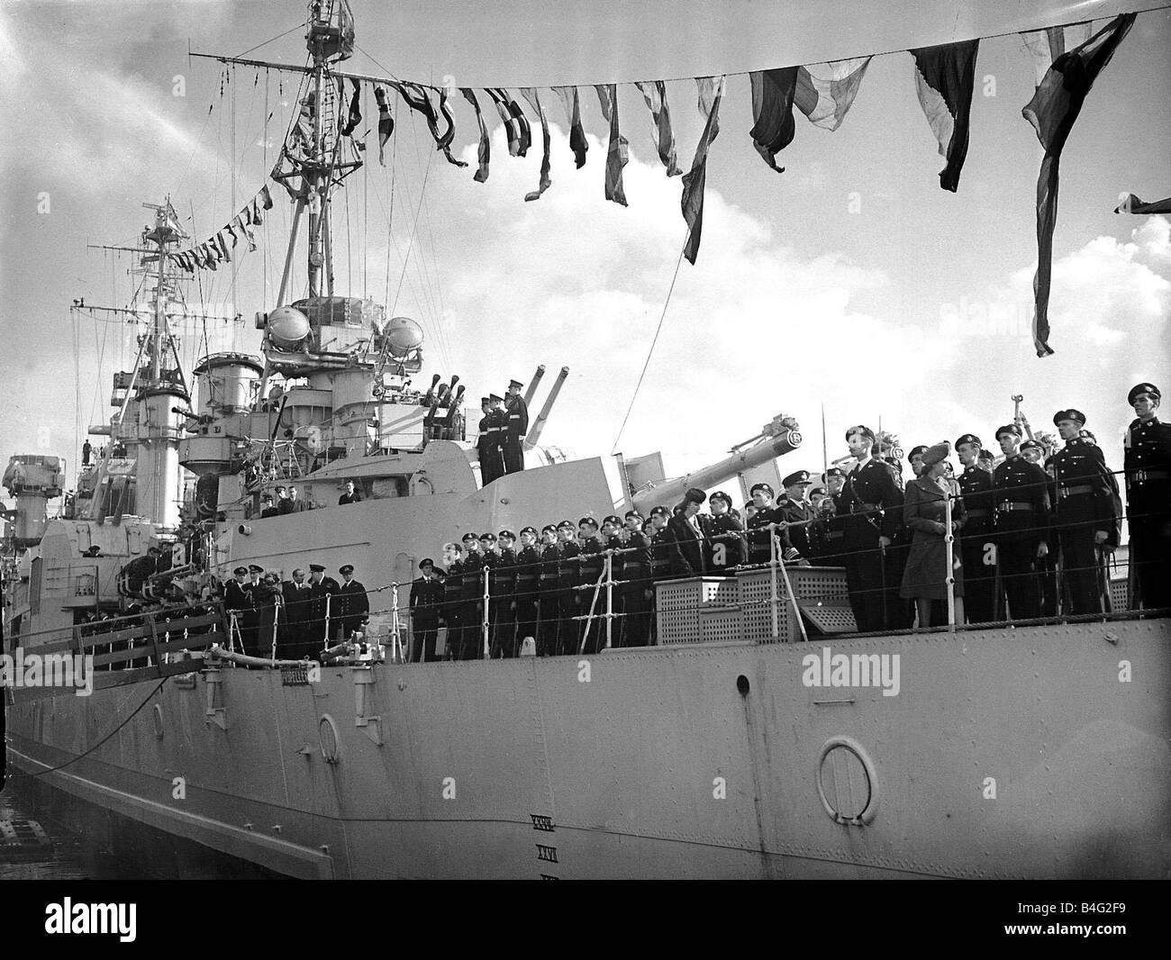 Princess Elizabeth March 1946 leaving Belfast on HMS Superb after ...