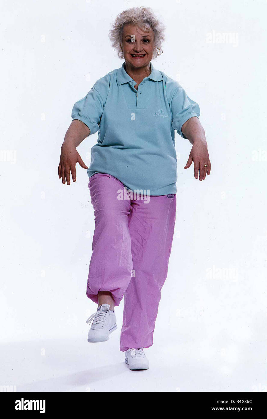 Jean Boht Actress who played Ma Nellie Boswell practices a keep fit ...