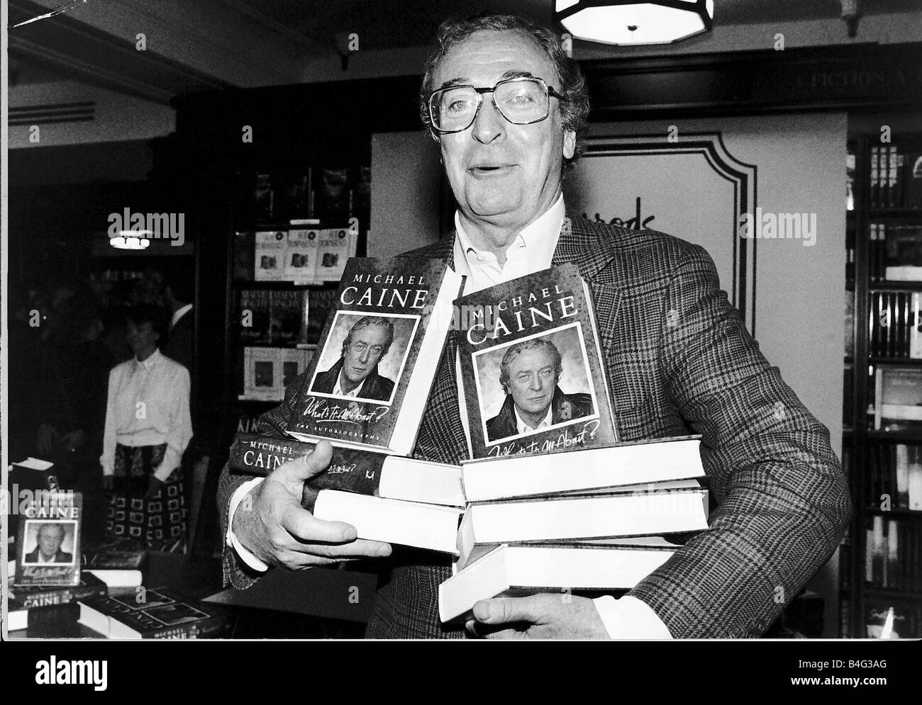 Michael Caine Actor with copies of his autobiography Whats It All About ...