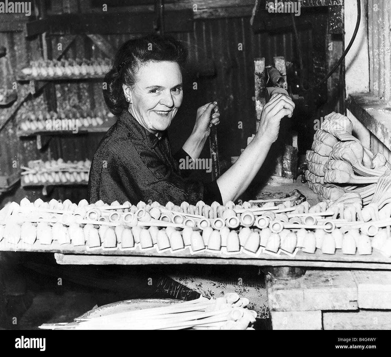 Jean Critchfield clay Pipe maker at work in her factory Circa 1950 ...