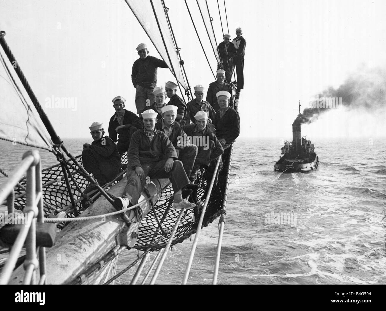 Cadets aboard the Sorlandet seen here sailing in the English channel ...
