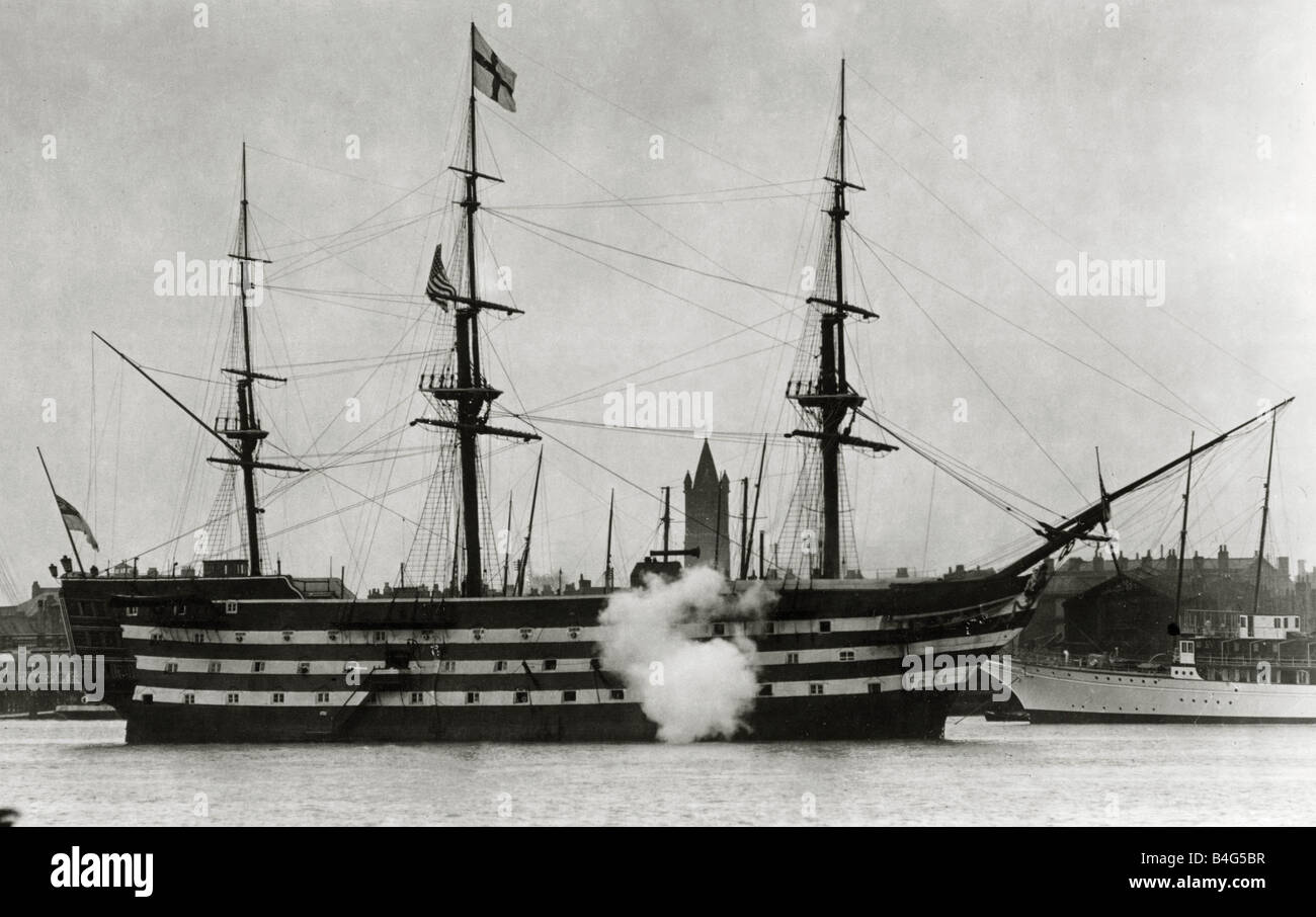 HMS Victory fires her last salute before going into dry dock at ...