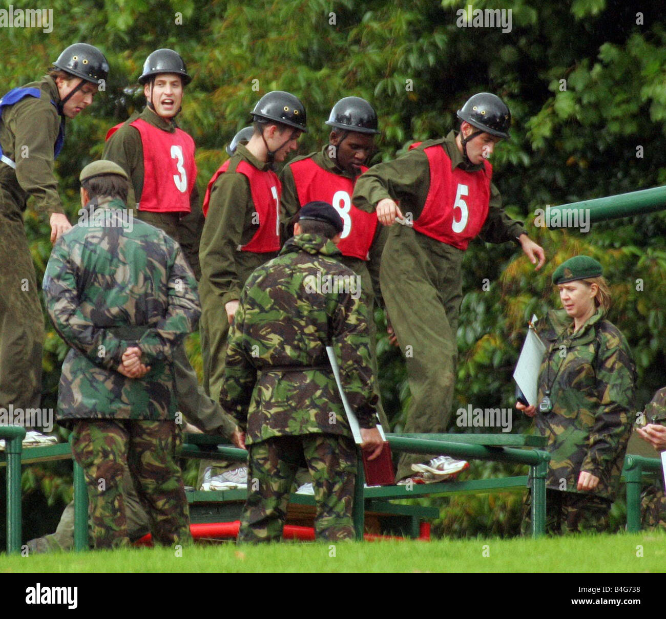 Prince William wearing the number 3 red bib pictured on an army officer ...
