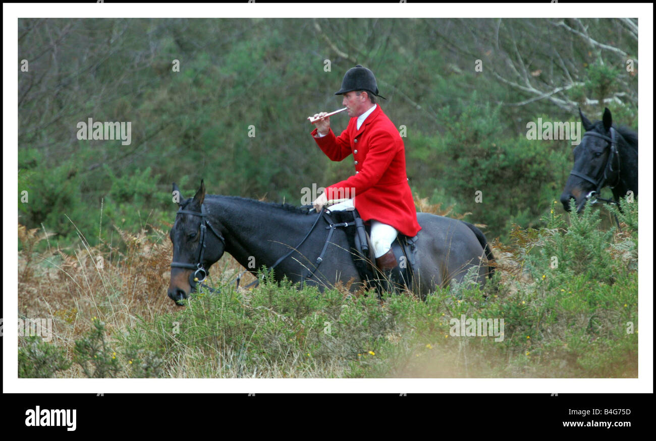 Huntsman sounds his horn during the Devon and Somerset Stag Chase on ...