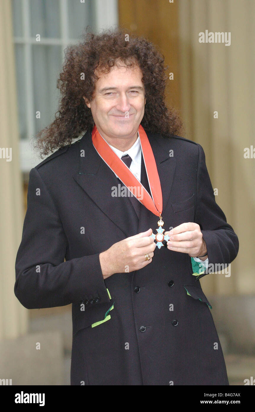 Brian May seen here in the courtyard of Buckingham Palace following the ...