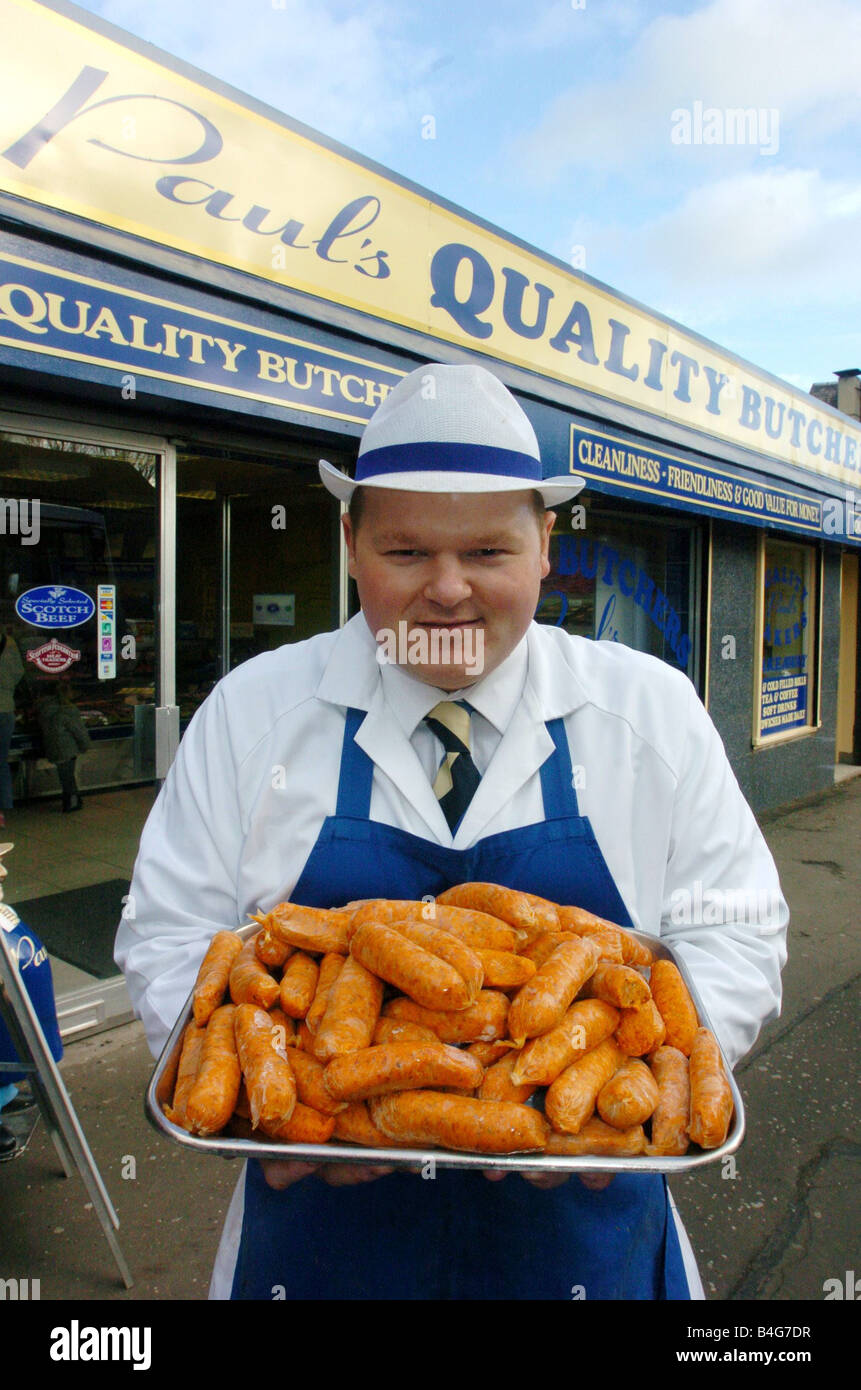 Paul Conway in his new butchers shop in Bonnybridge with some of his ...