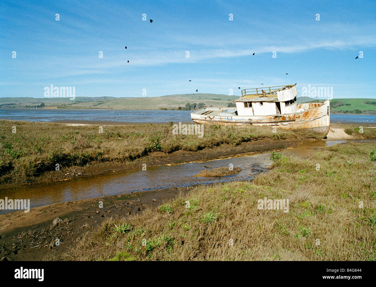 An old ship beached and rotting Stock Photo - Alamy
