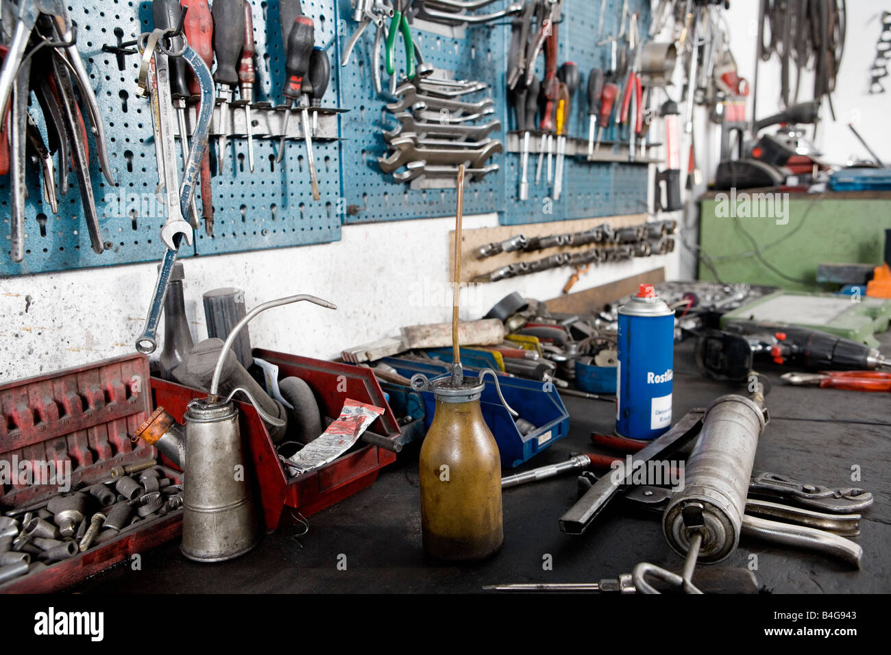 Work tools and equipment in a workshop Stock Photo - Alamy