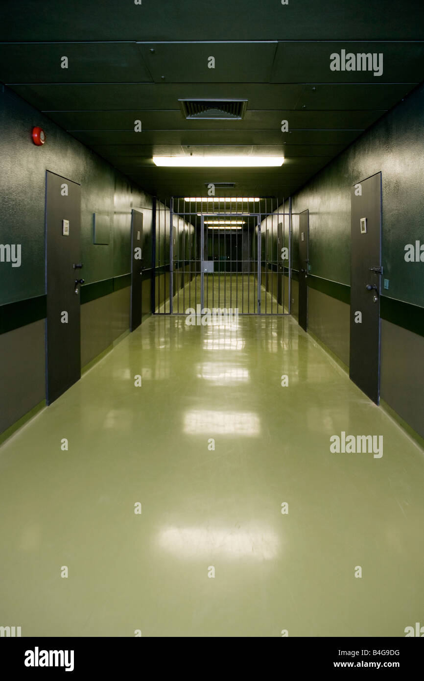 An empty prison corridor Stock Photo - Alamy