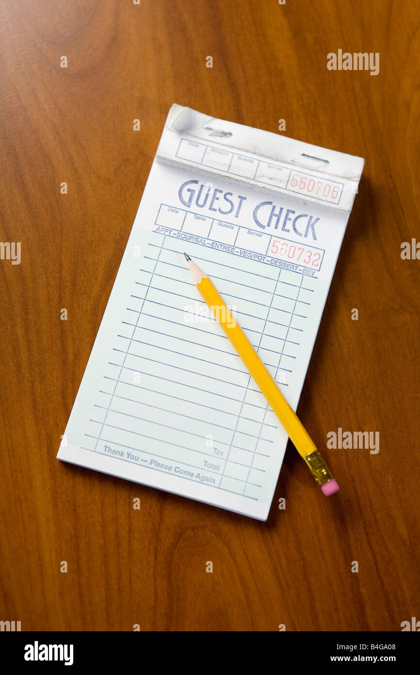 Guest check pad hi-res stock photography and images - Alamy