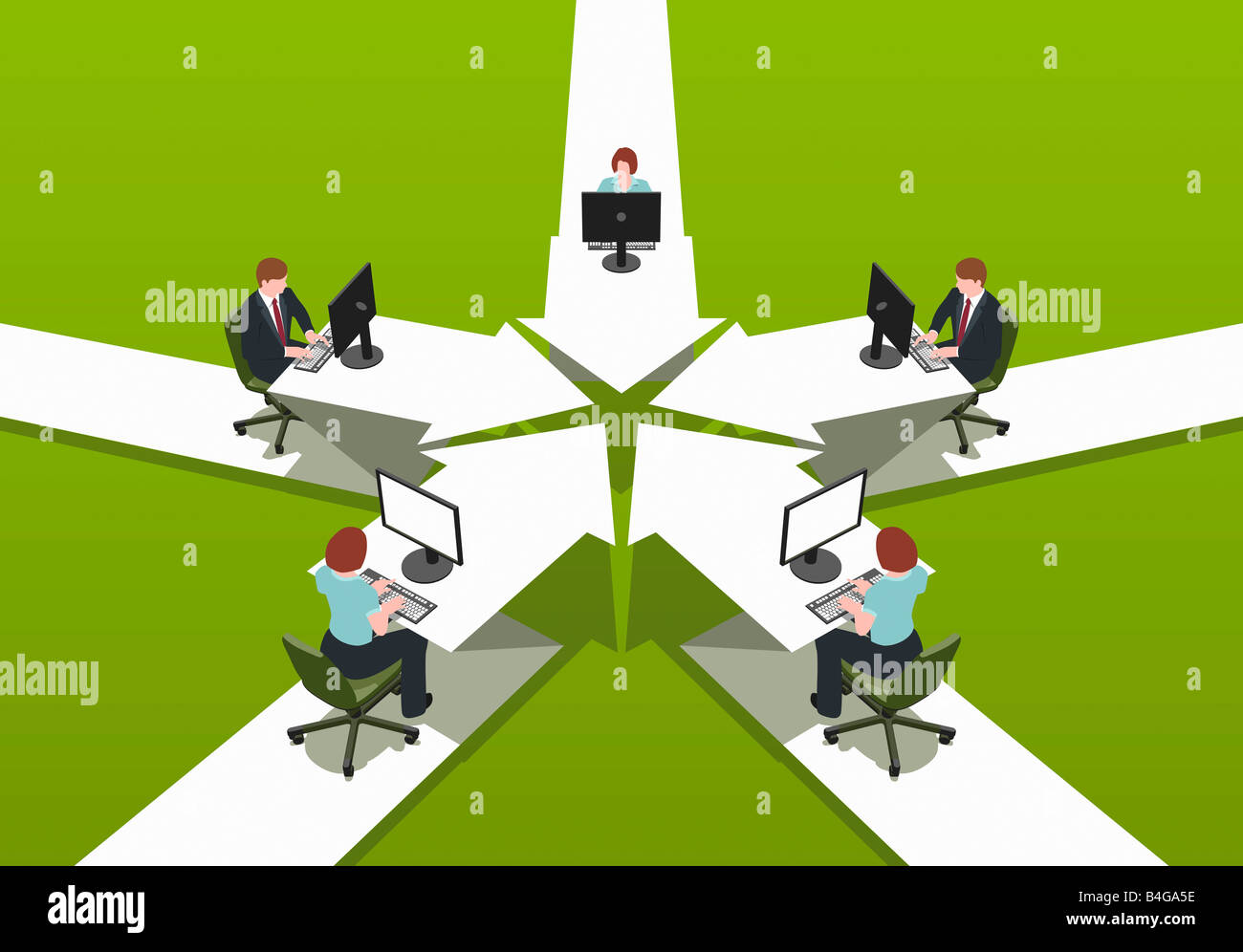 Office workers sitting at desks Stock Photo - Alamy