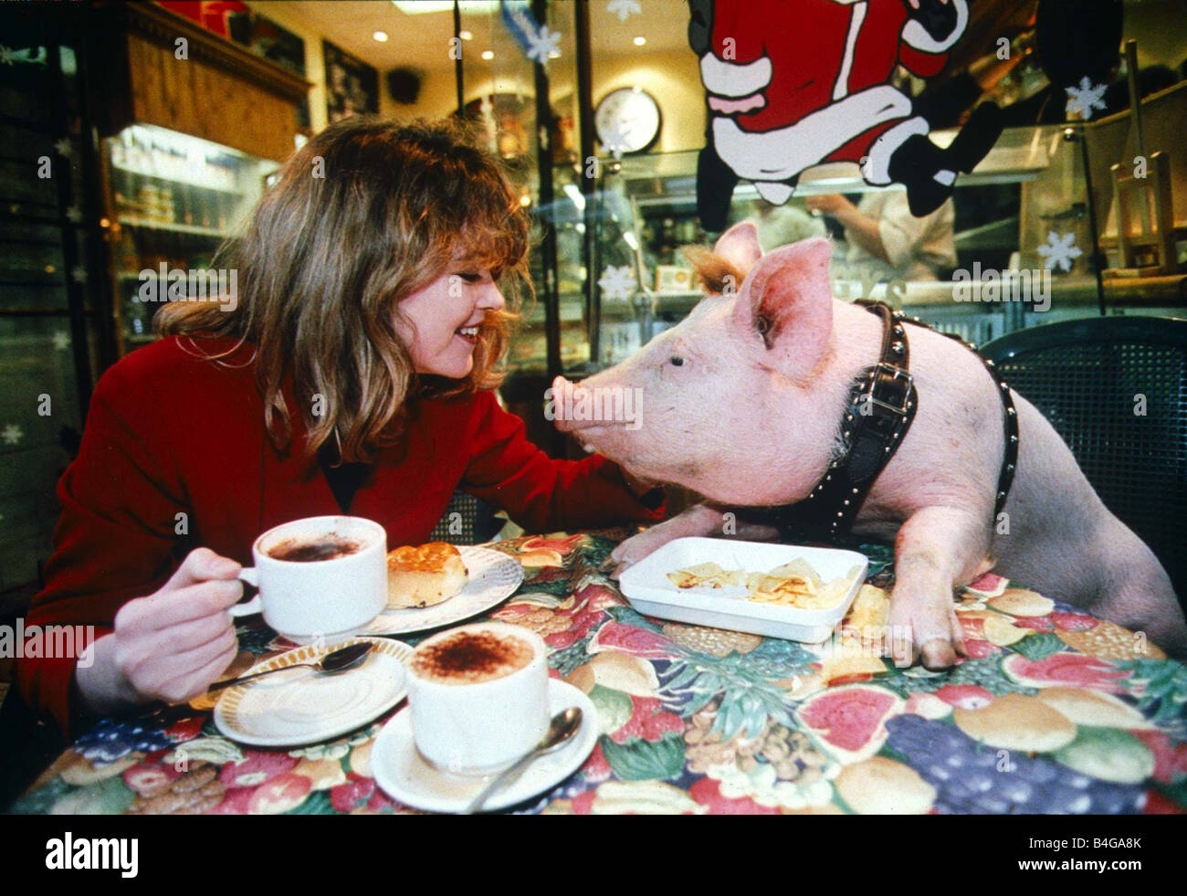 Young Women with Pig at Coffee Table December 1995 girl at table ...