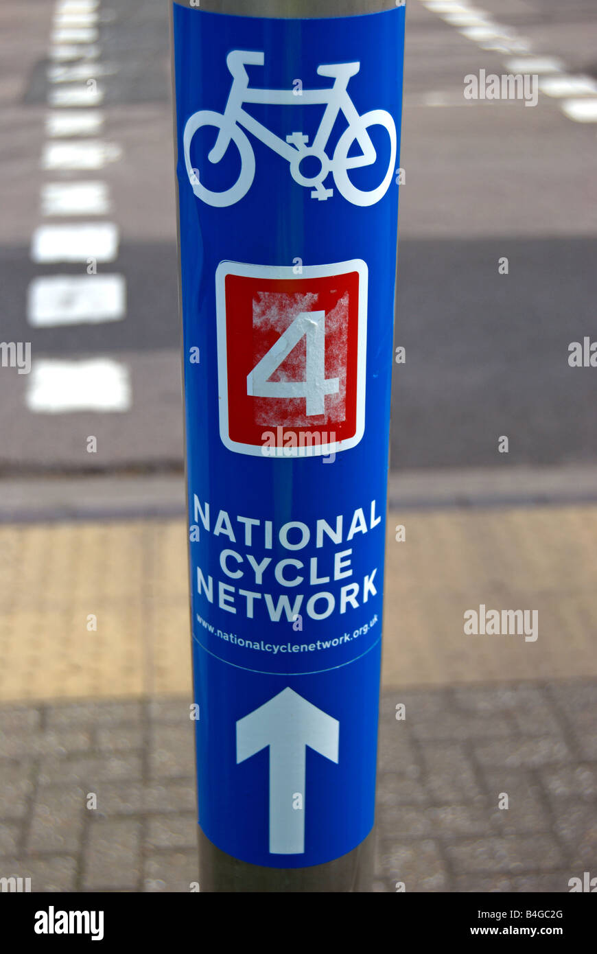 blue and white british national cycle network sign located in ham ...