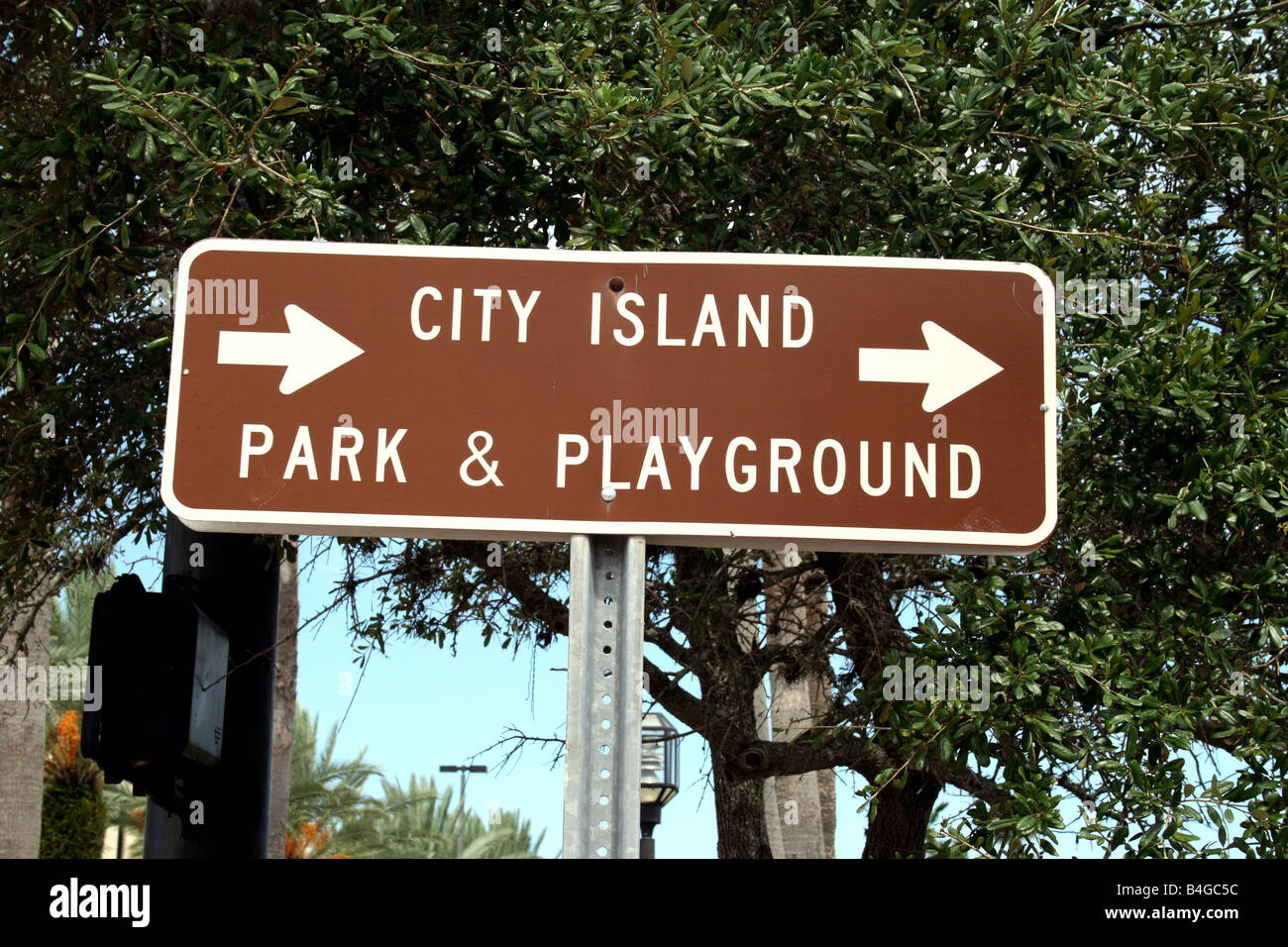 Recreation sign for the park and playground at City Island Park in ...