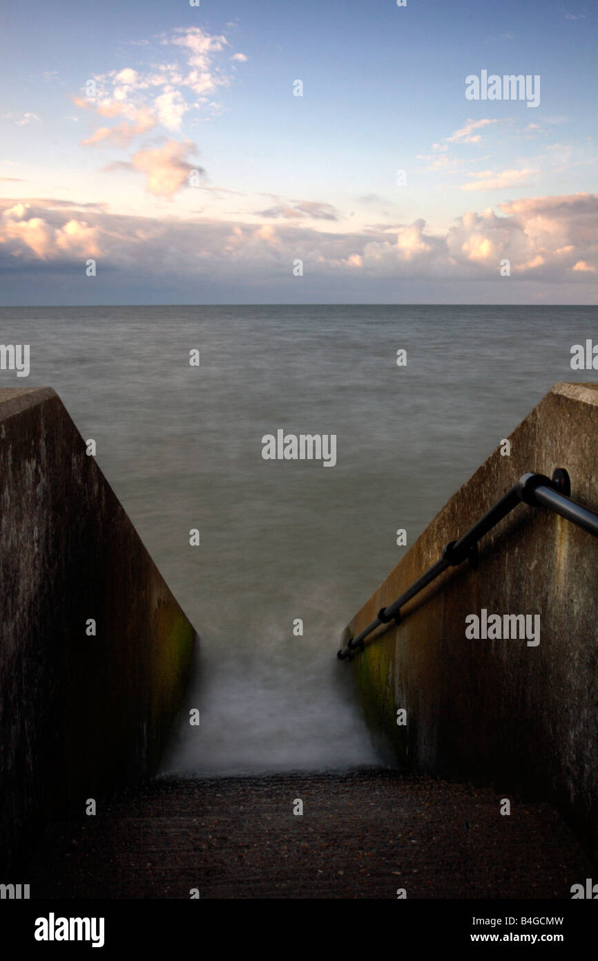 Steps into the sea, Reculver Bay, Kent, England, UK Stock Photo - Alamy