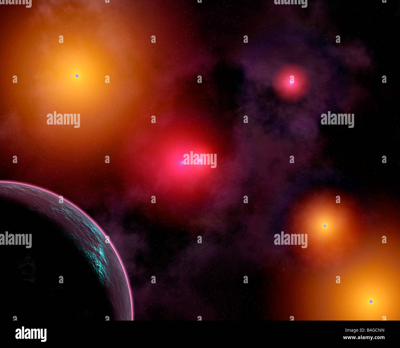 A Distant Alien World On The Edge Of Nebula.Which Is illuminated By A ...