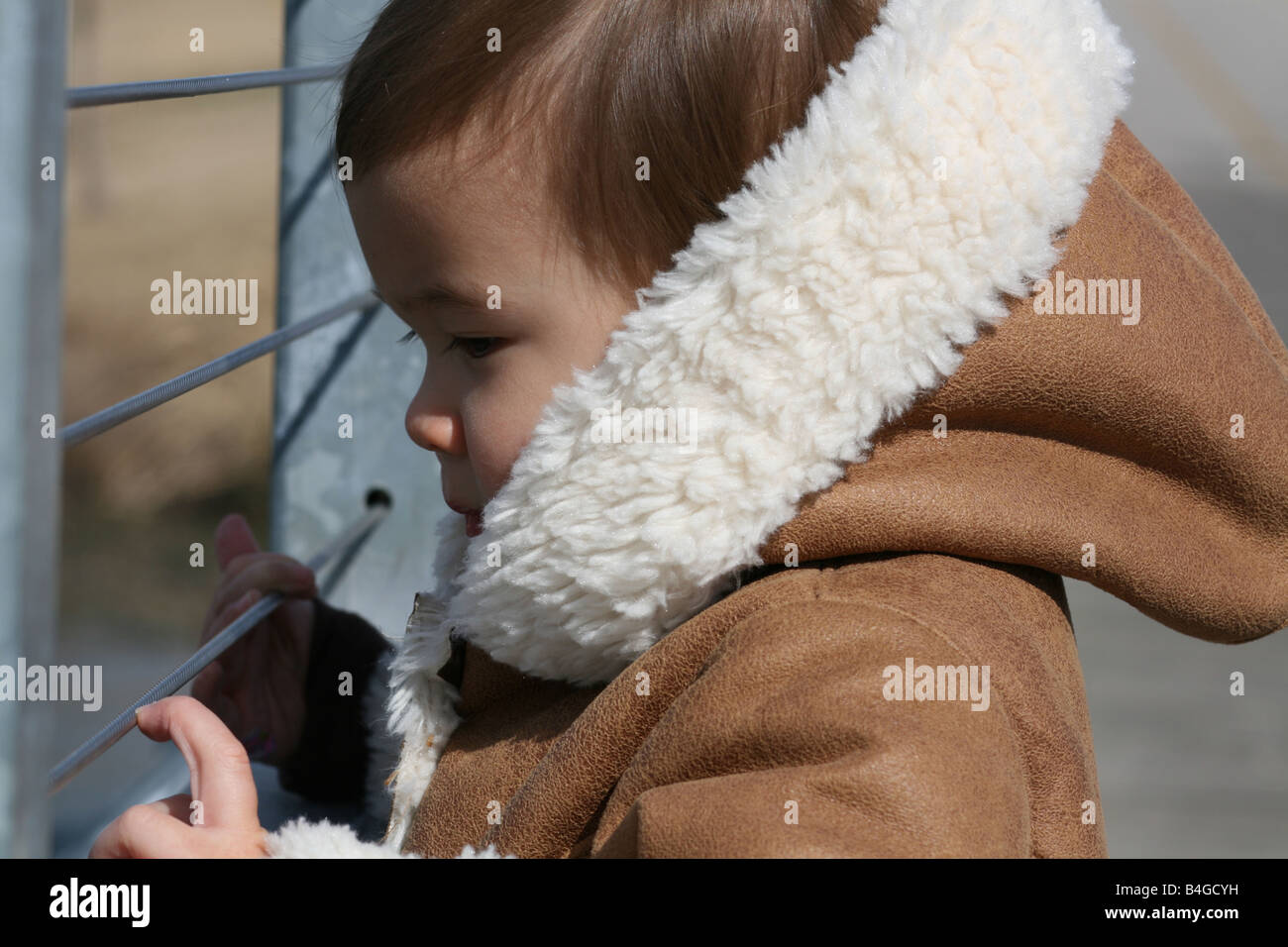 Child looks over fence hi-res stock photography and images - Alamy