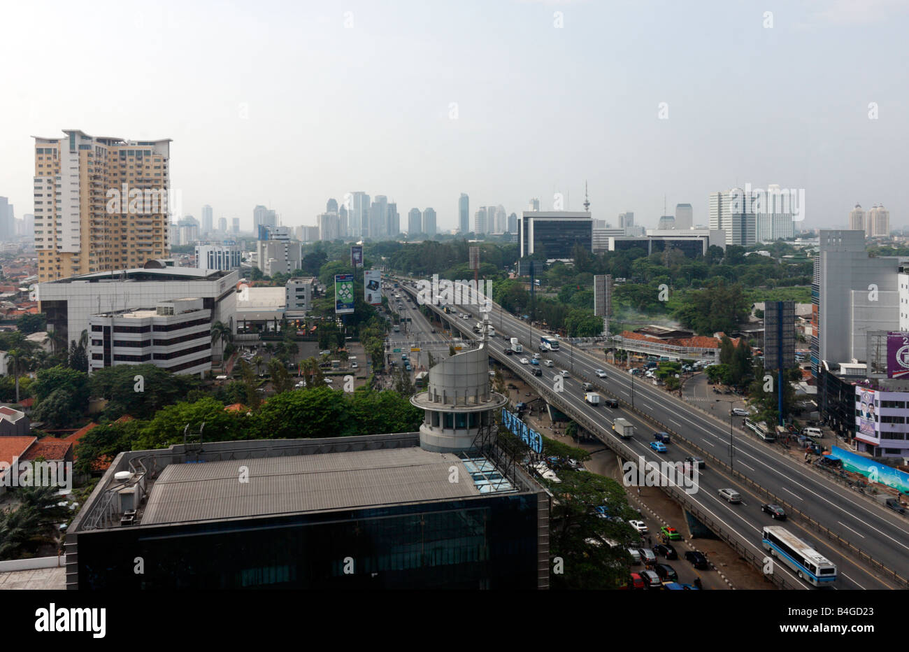 Skyline of Jakata Business District and Elevated Highway Stock Photo ...