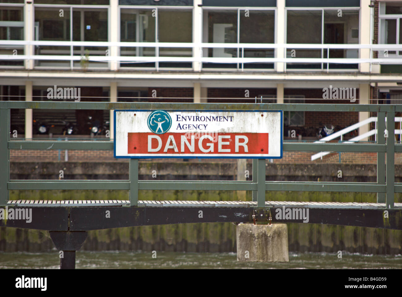 british environment agency danger sign at teddington lock on the river ...
