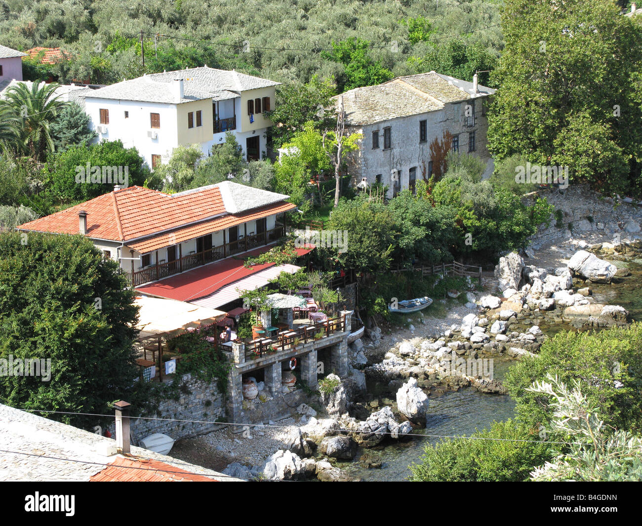 GREECE. The Pelion Peninsula. The village and harbour of Damouchari ...