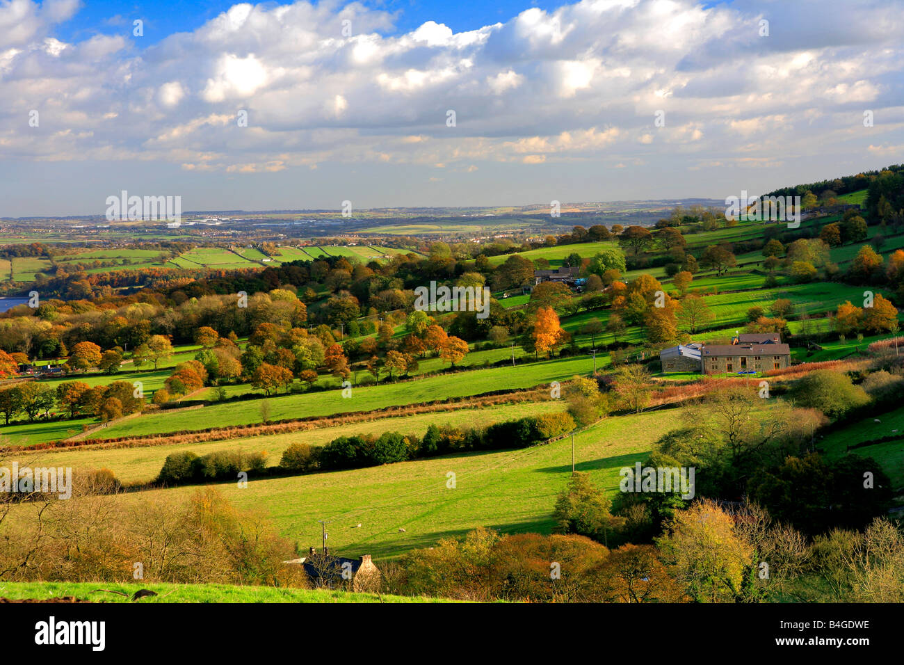 River Amber Valley Landscape Ashover village Peak District National ...