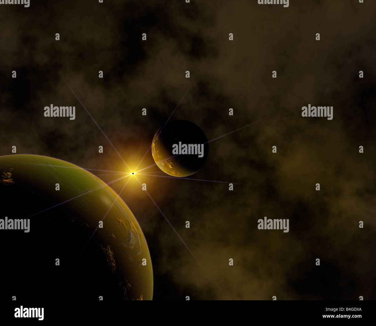 Alien Worlds Illuminated By Their Sun,Which Is Located On The Edge Of A ...