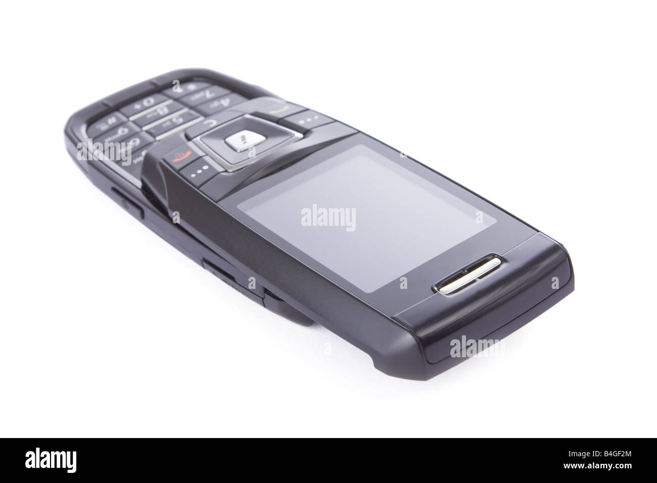 Open modern multimedia phone isolated on white background Stock Photo ...