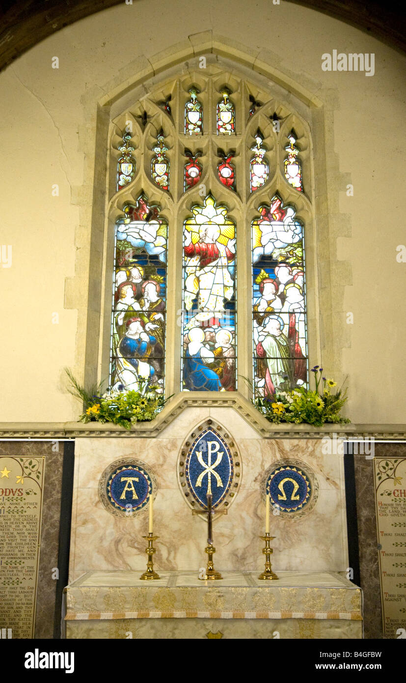 Altar, reredos and East window in St Andrew's church, Thelveton ...