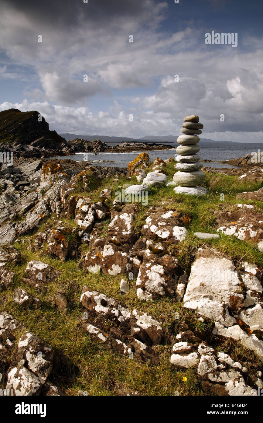 Boulder stack on the seashore at Smirisary, Highlands, Scotland Stock ...