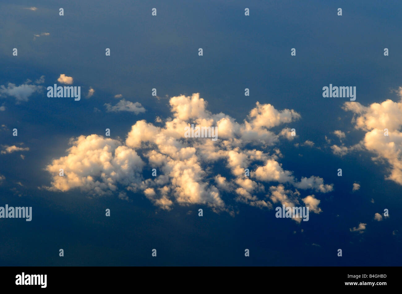 sky fluffly white clouds blue retro style generic aerial Stock Photo ...
