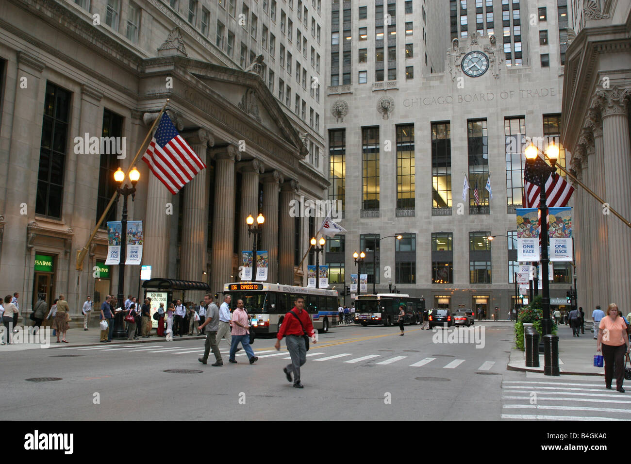 Street scene in front of the Chicago Board of Trade Exterior Chicago ...