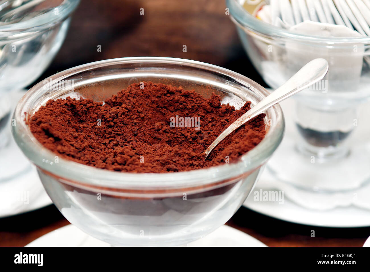Cup of coffee powder with spoon Stock Photo - Alamy