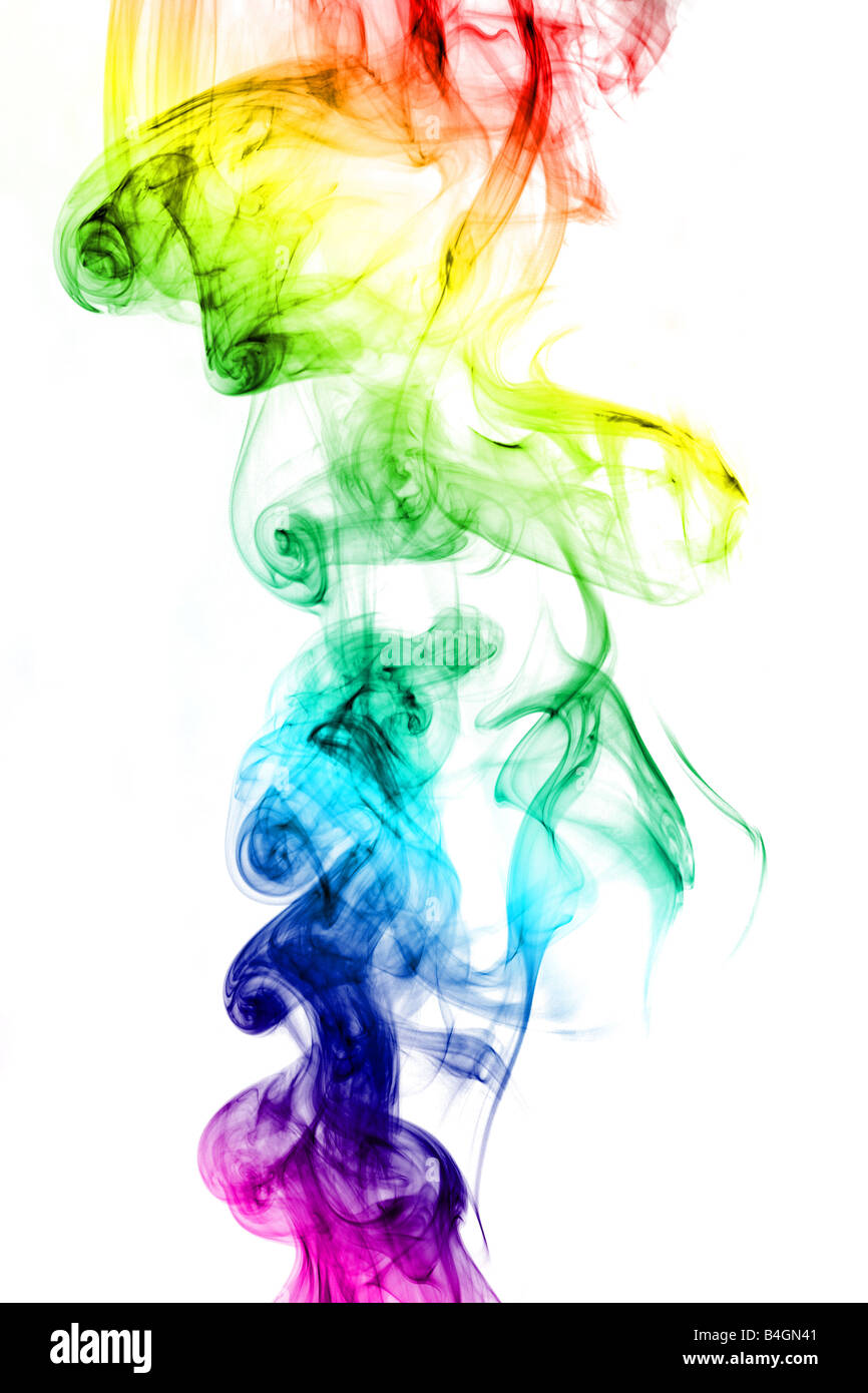 Colorful smoke isolated on white background Stock Photo - Alamy