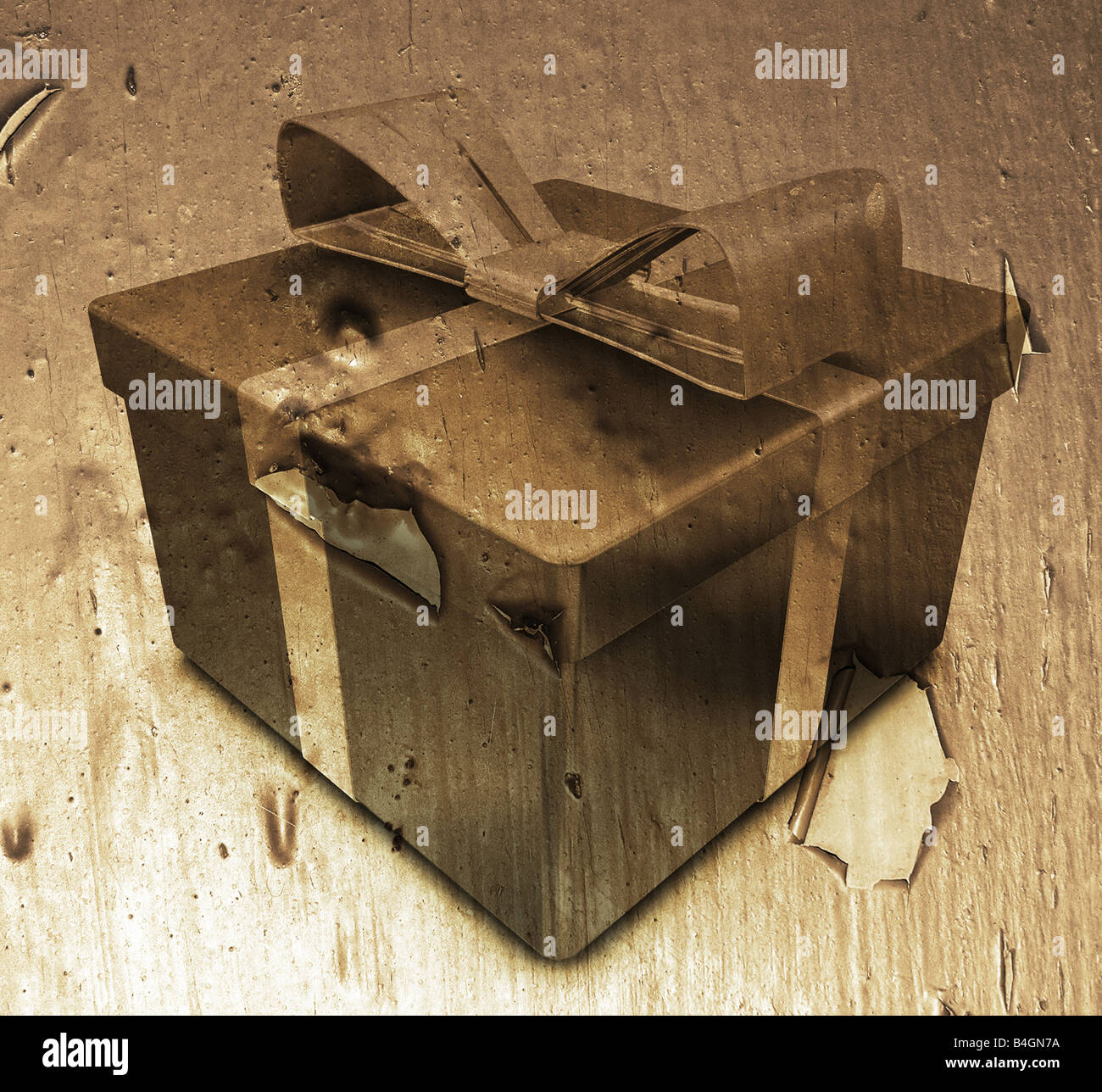 Wrapped gift grunge style Stock Photo - Alamy