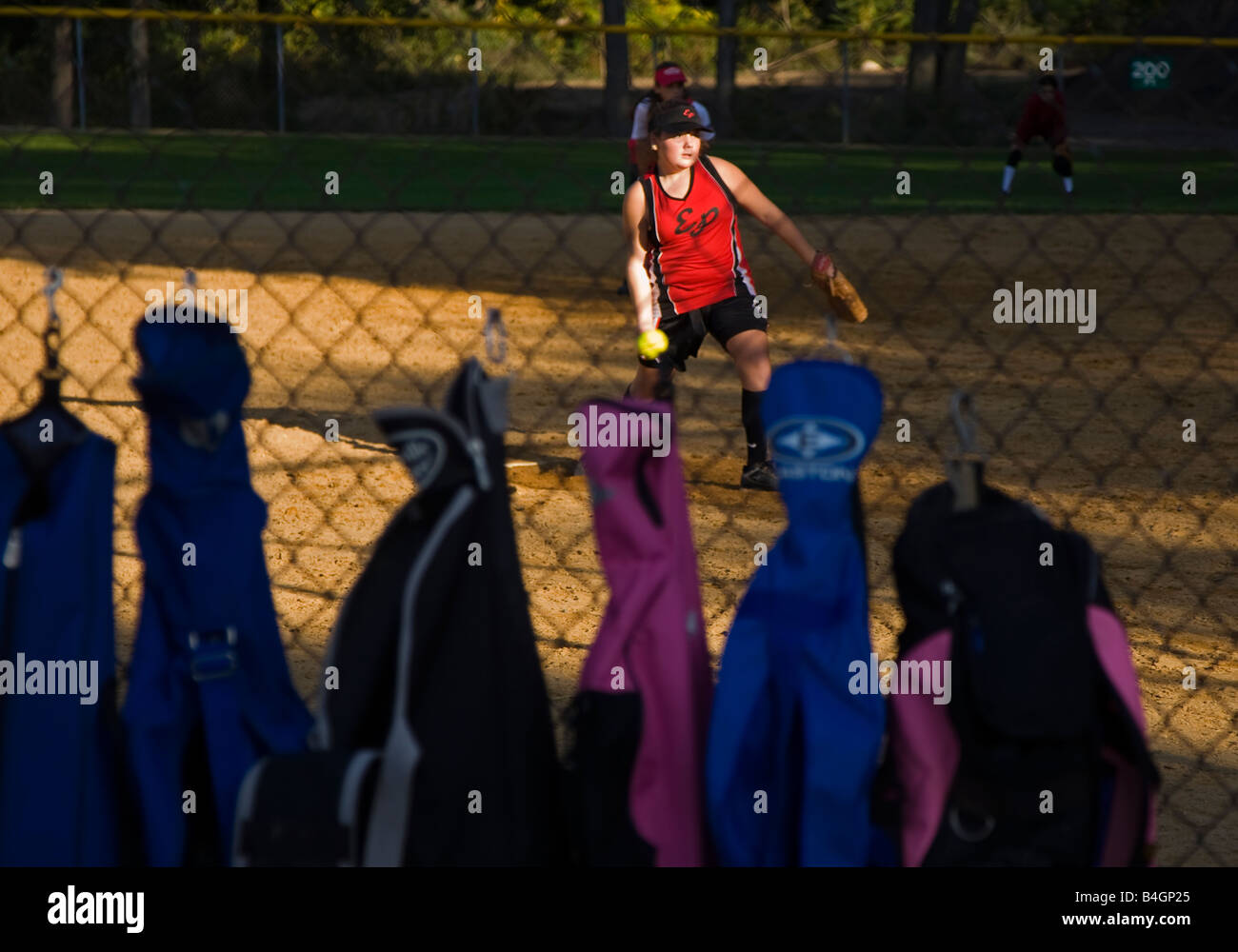 Female softball pitcher Stock Photo - Alamy