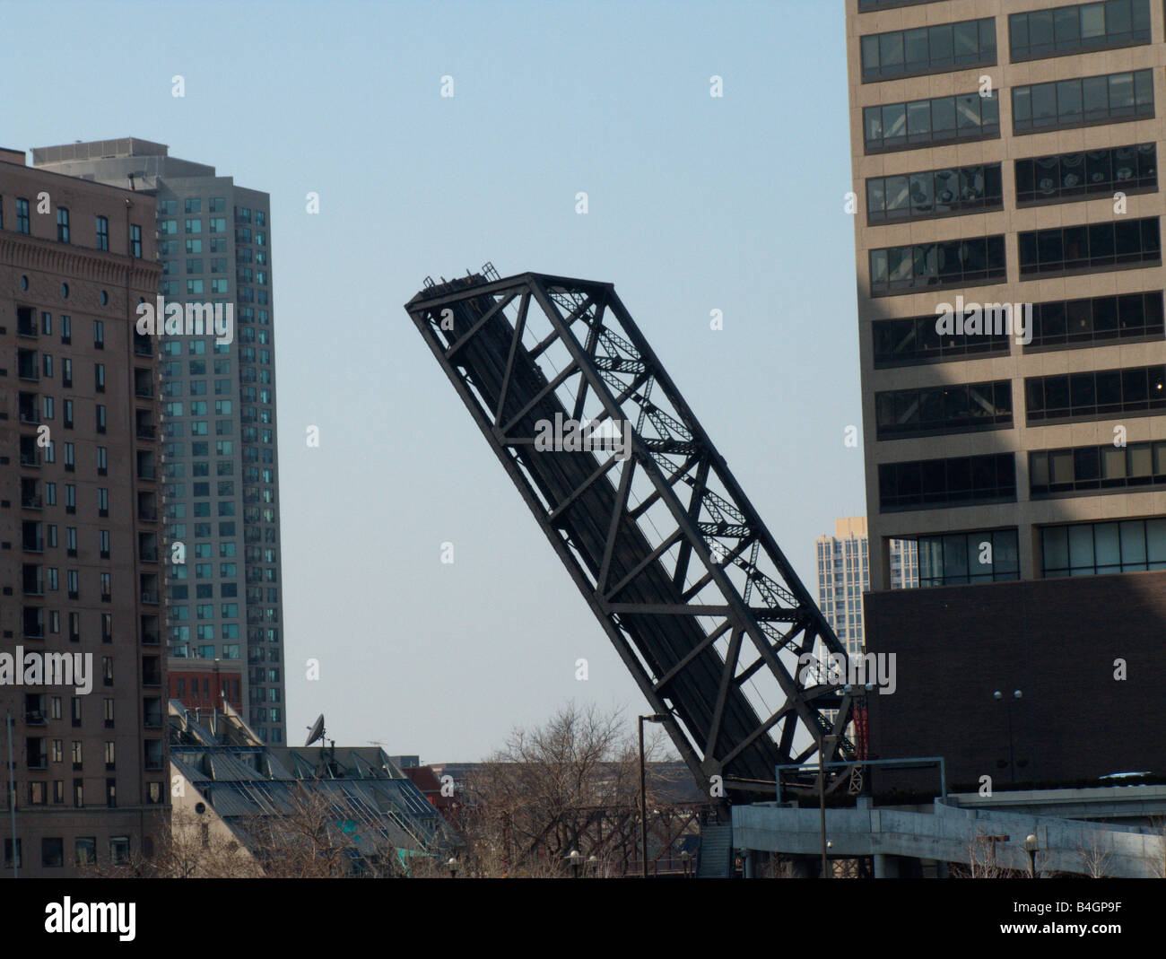 Raised bridge (former Chicago Northwestern Bascule Railroad Bridge ...