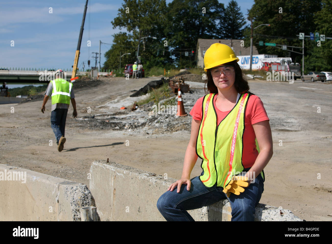 Woman working highway construction site hi-res stock photography and ...