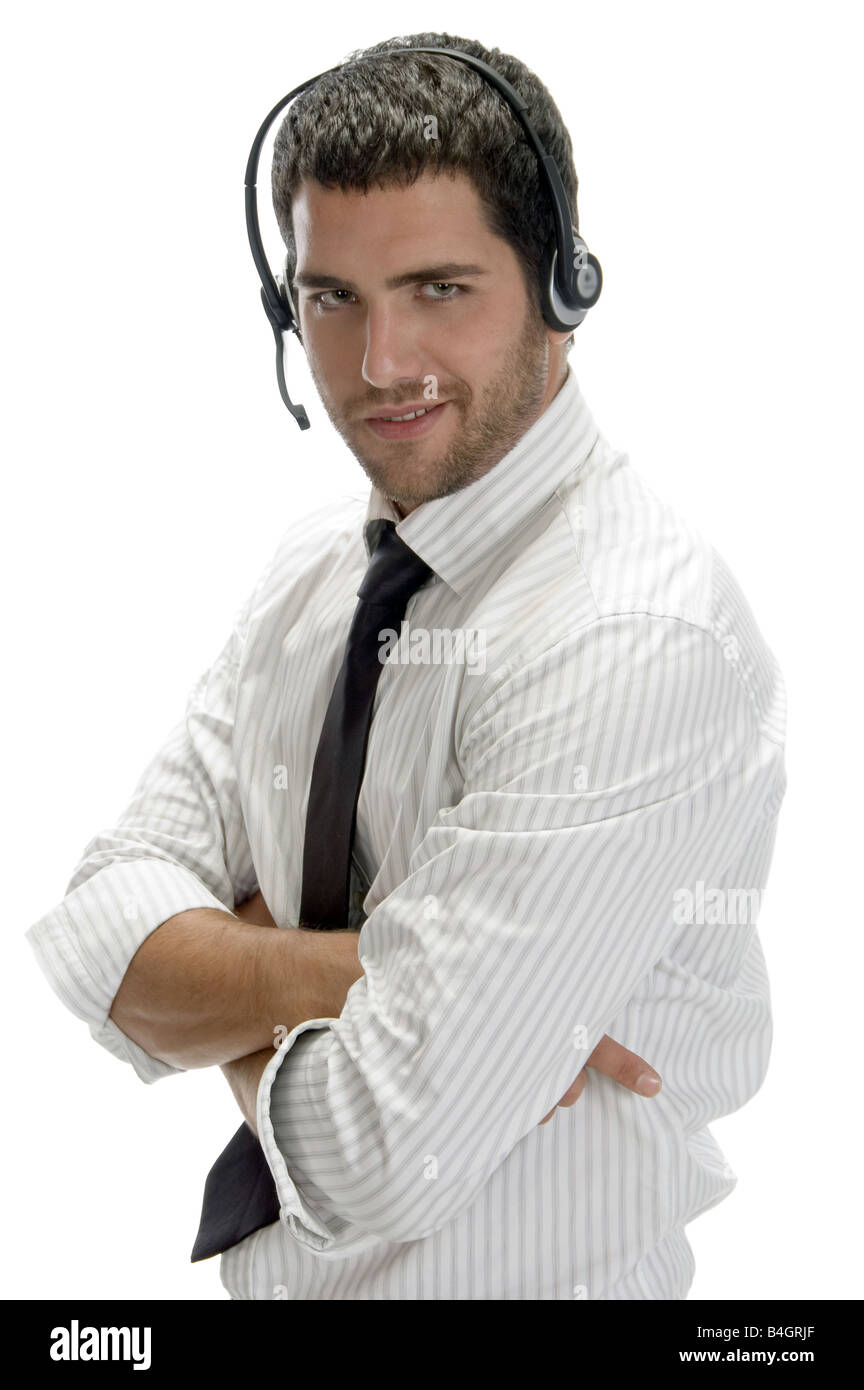 happy successful professional man with headset Stock Photo - Alamy