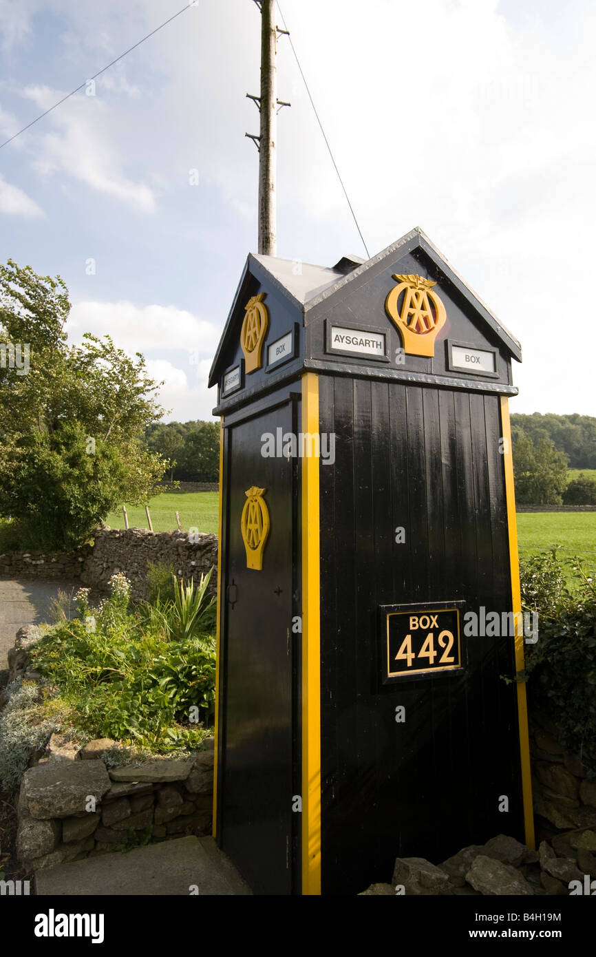 Traditional AA telephone help box at Aysgarth Yorkshire Dales September ...