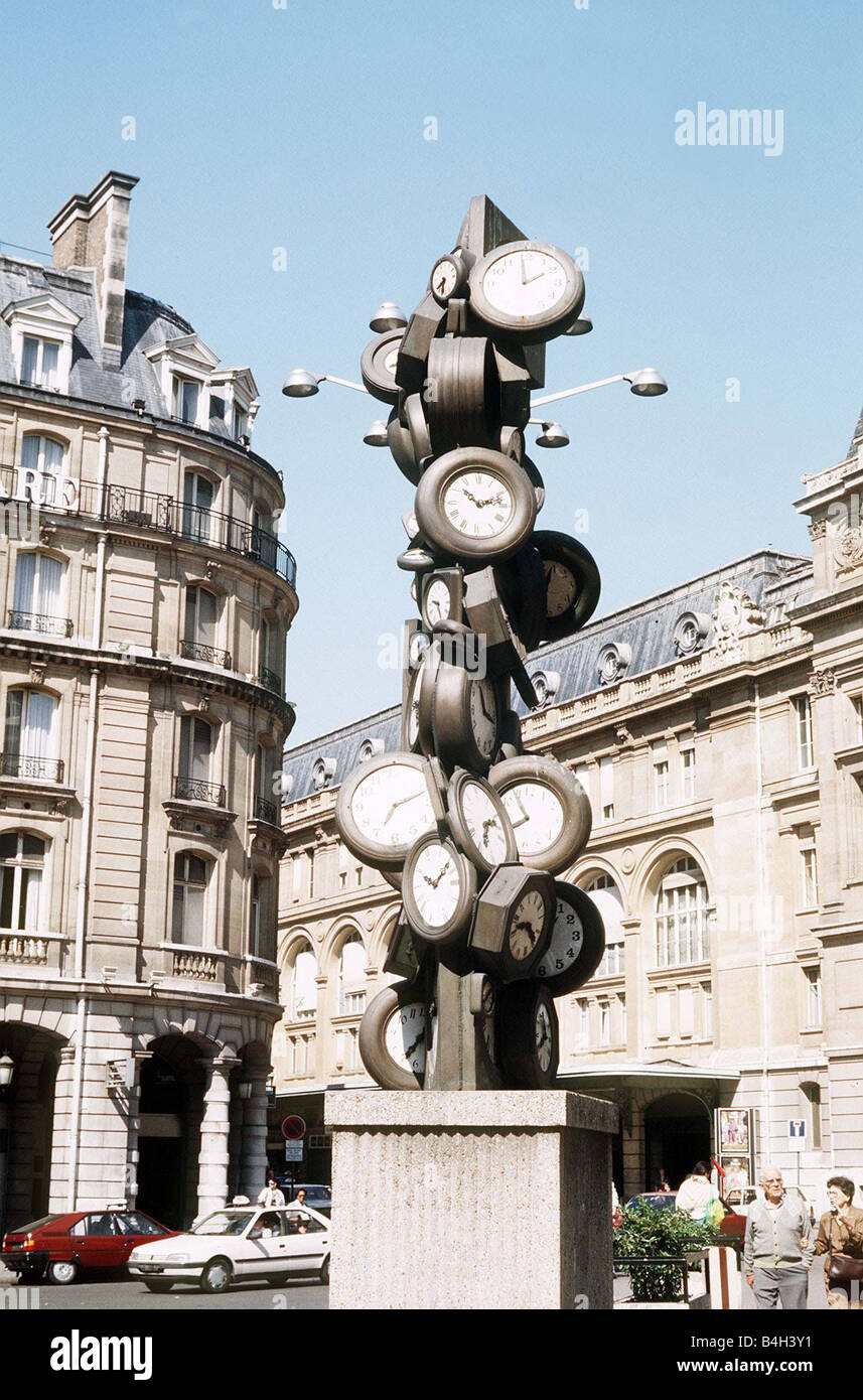 France Paris May Clock Sculpture Saint Lazare circa 1995 Stock Photo ...