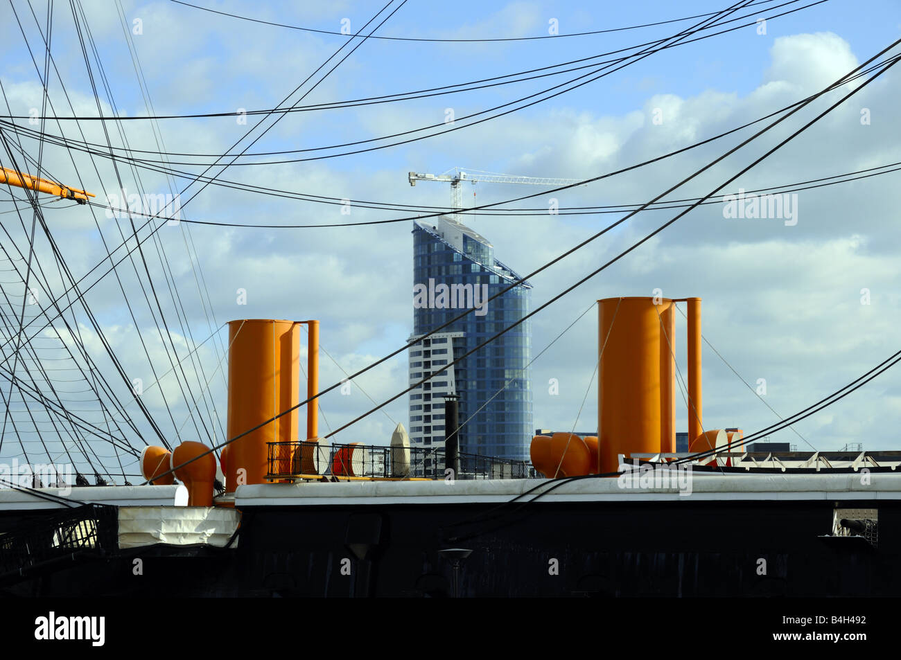 Funnels,building and rigging Stock Photo - Alamy