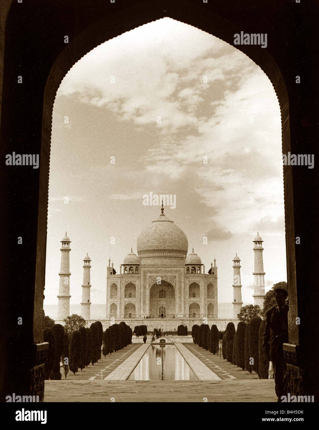 The Taj Mahal in India seen through the Arch Front view of Building ...