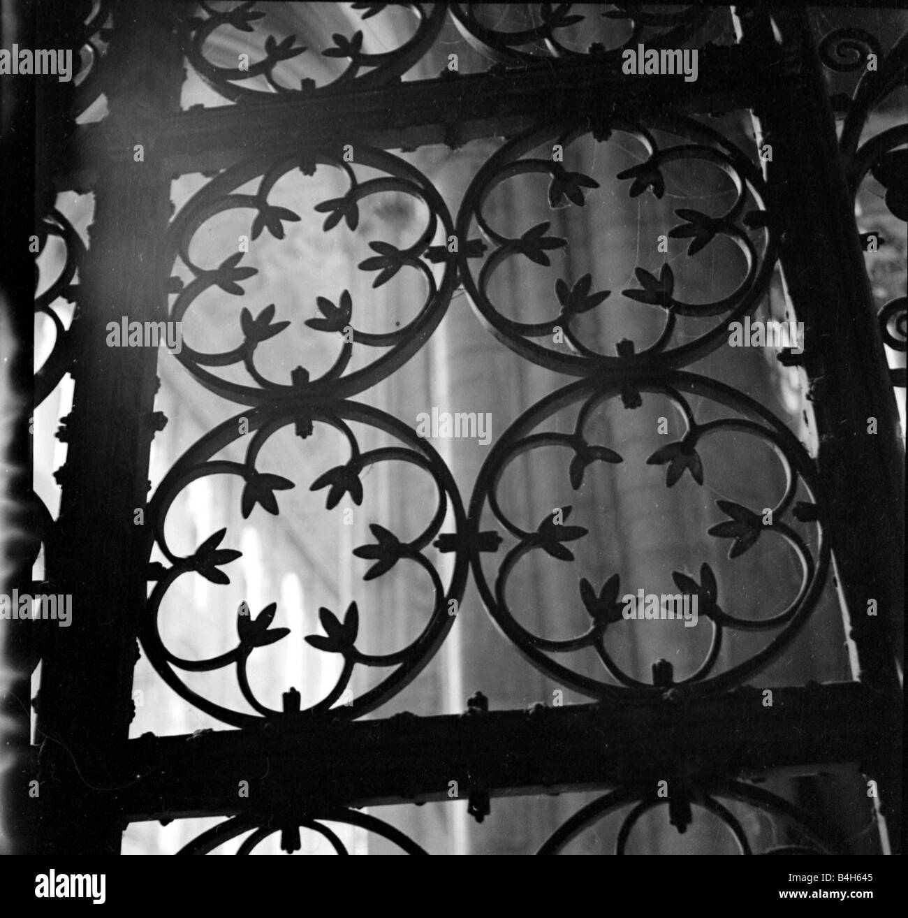 Metal lattice work Ornate welded metal Cobwebs in the metalwork Door or ...