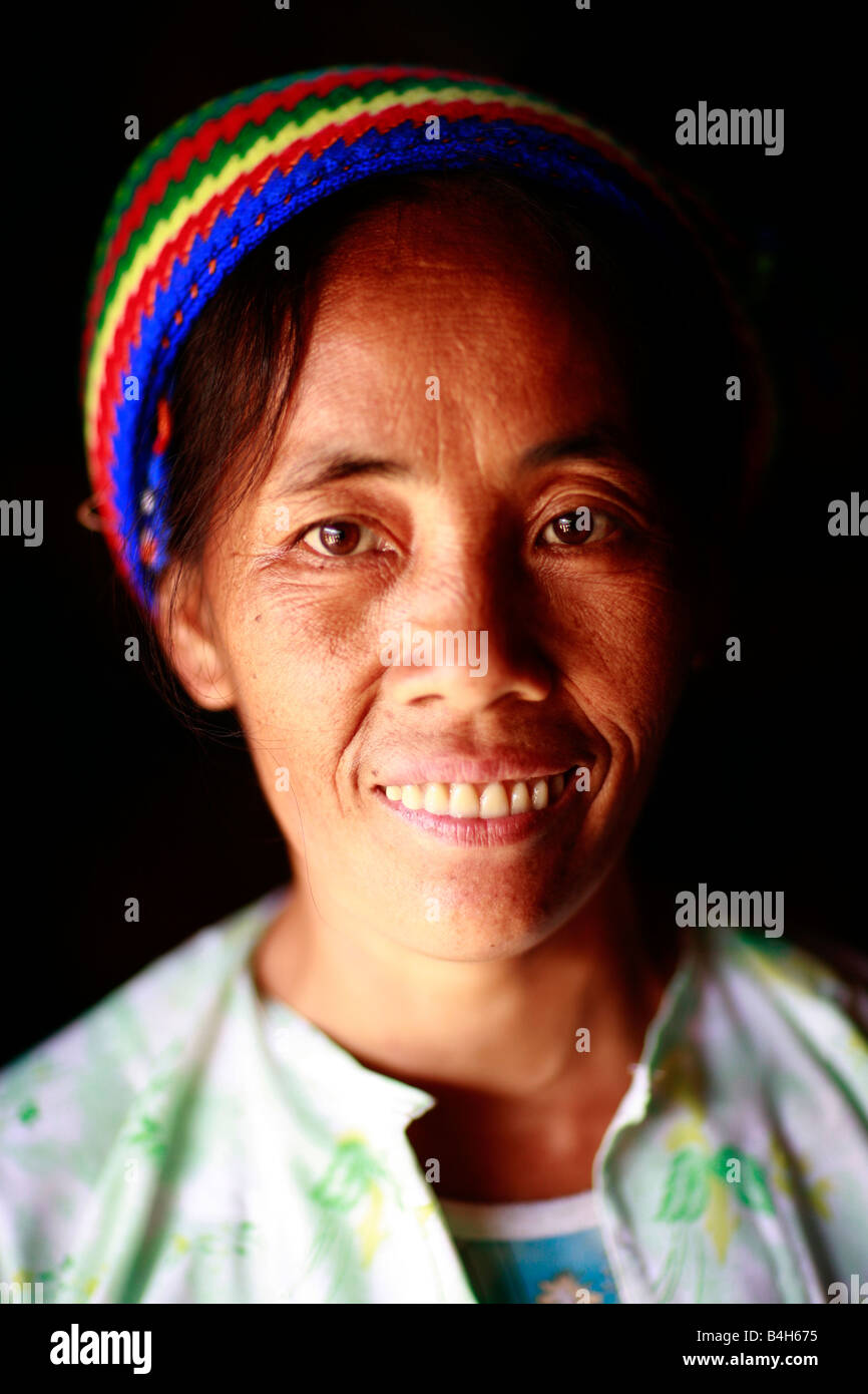 White Hmong tribeswoman at the village of Lung Dam, Ha Giang Province ...