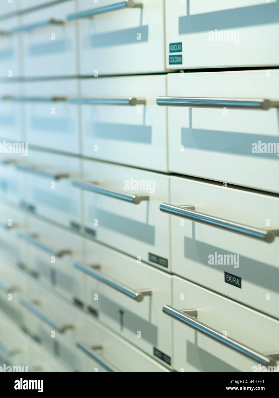 Drawers labeled for content Stock Photo - Alamy
