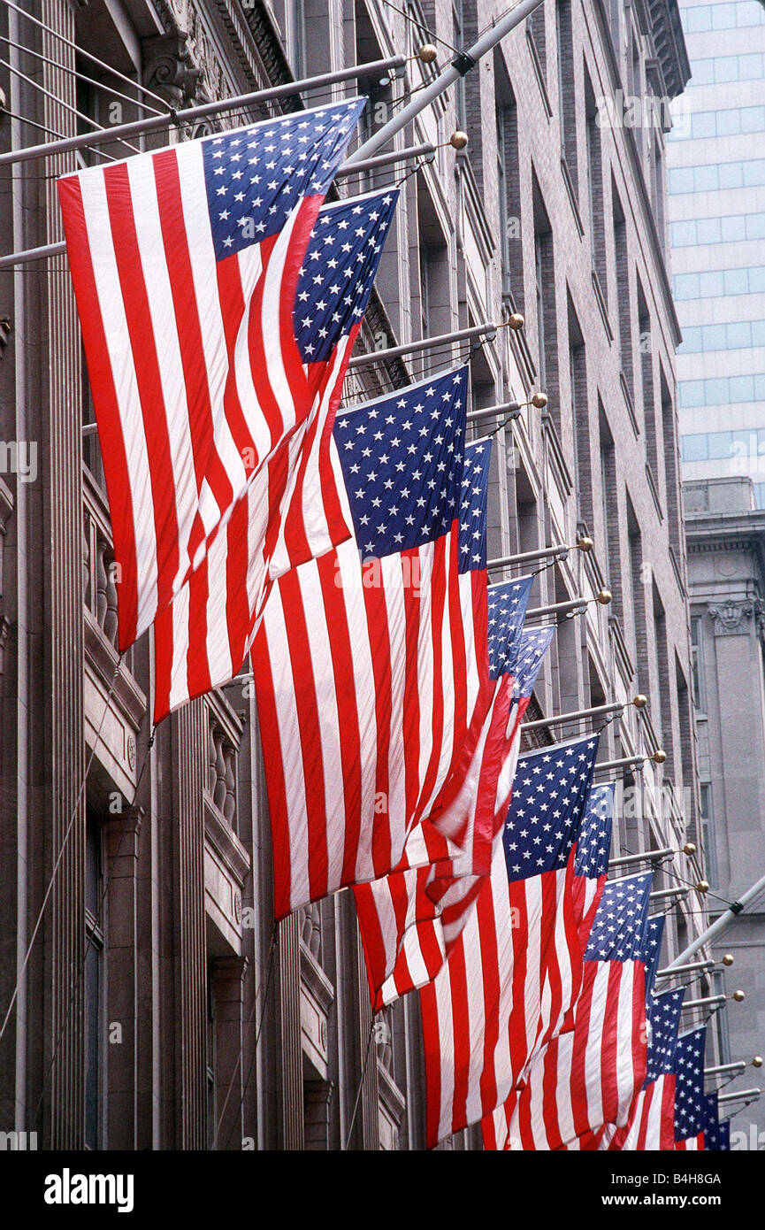 USA New York City American Flags on Fifth 5th Avenue circa 1990 Stock ...