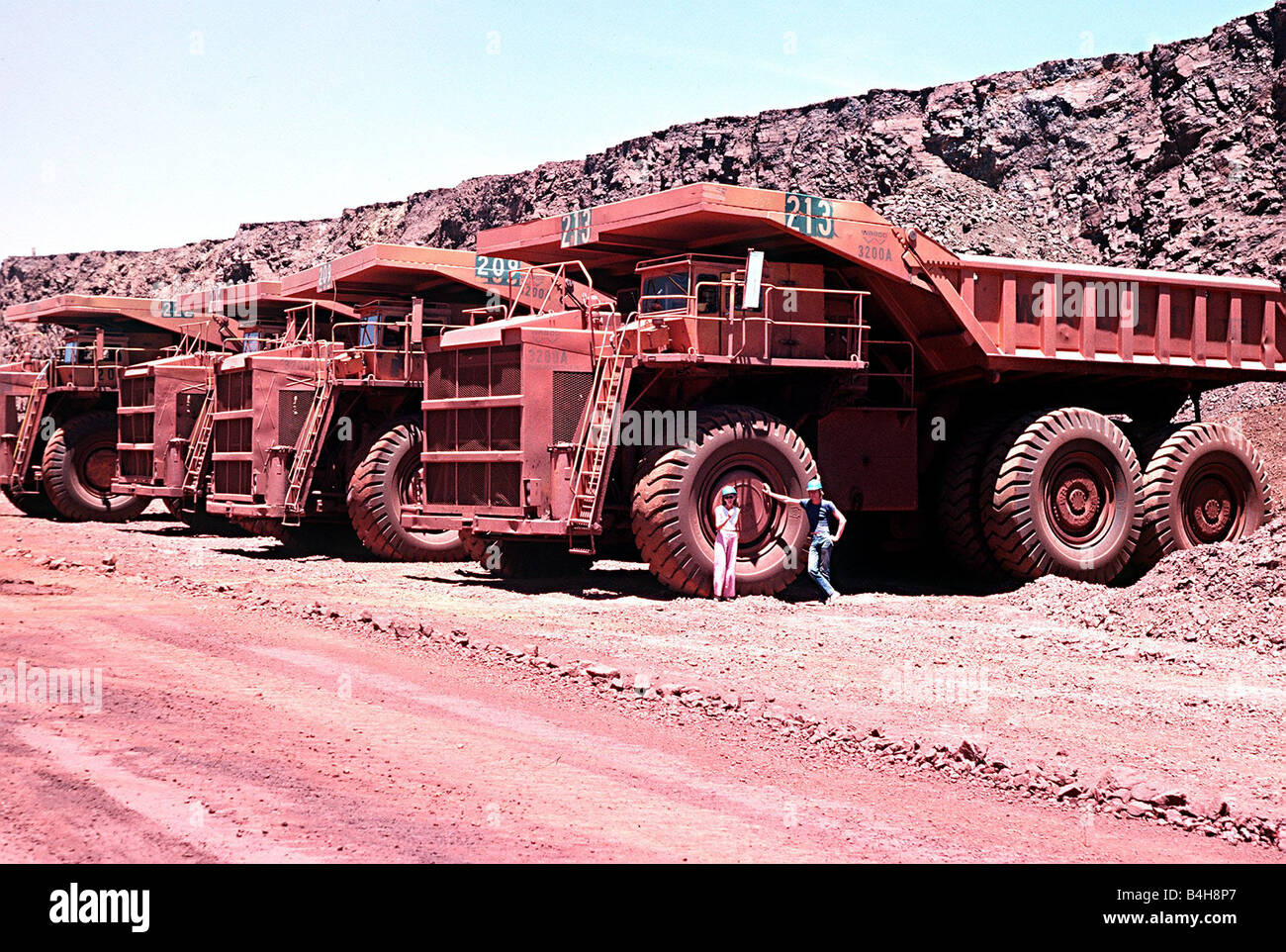 Series of large haul packs iron ore mine at Mount Newman in Western ...