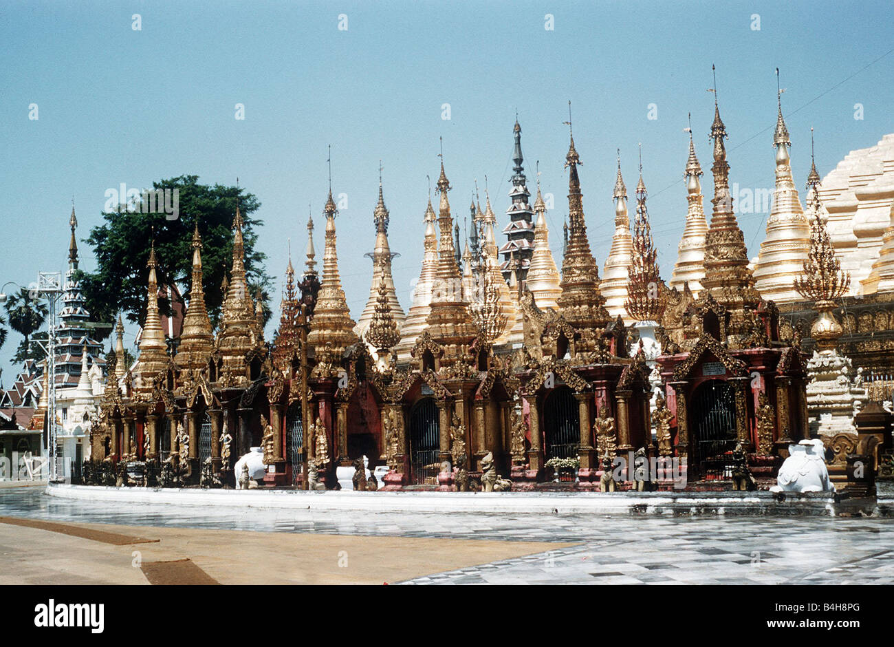 The Golden Pagodas near Shwe Dagon Pagoda Rangoon Burma Stock Photo - Alamy
