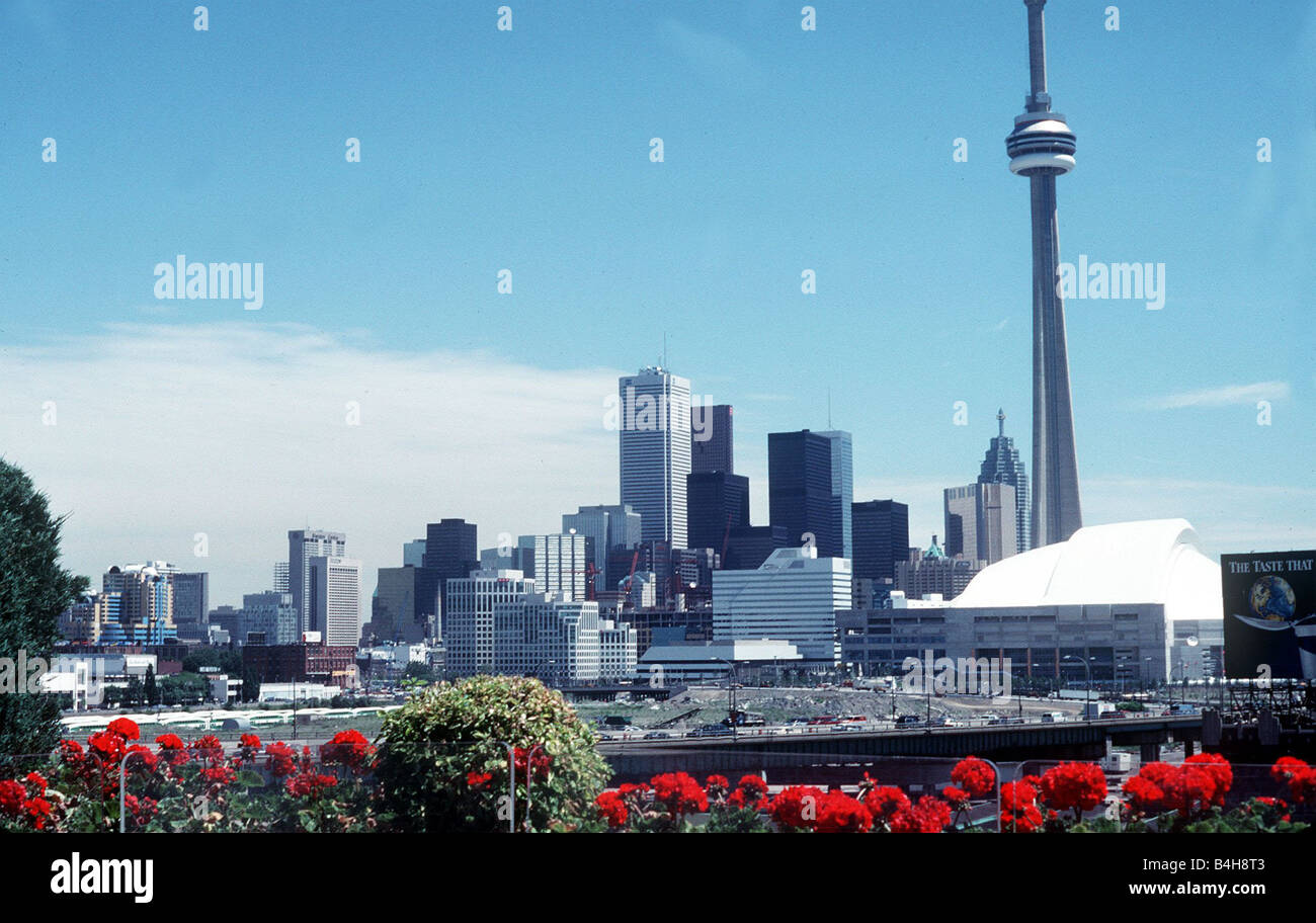 Central Toronto Ontario Canada Skyline with CNN Tower and Skydome Stock ...